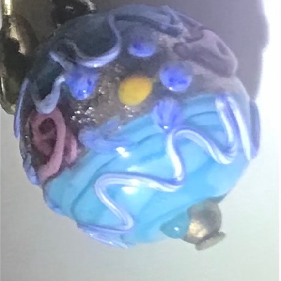Jewelry | New Earrings Handmade Artist Blue Balls Gold Glitter Screw ...
